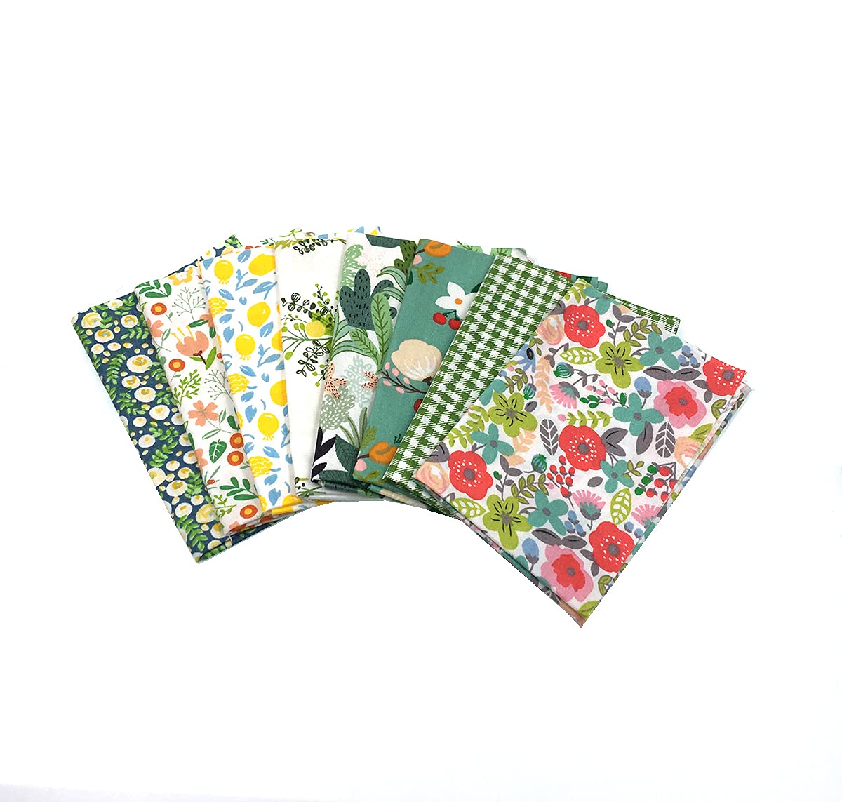 8PCS 25cmX25cm Fat Quarters Green Color Cotton Patchwork Fabric Bundle Squares Quilting Scrapbooking Sewing Art Craft