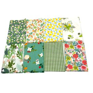 8PCS 25cmX25cm Fat Quarters Green Color Cotton Patchwork Fabric Bundle Squares Quilting Scrapbooking Sewing Art Craft