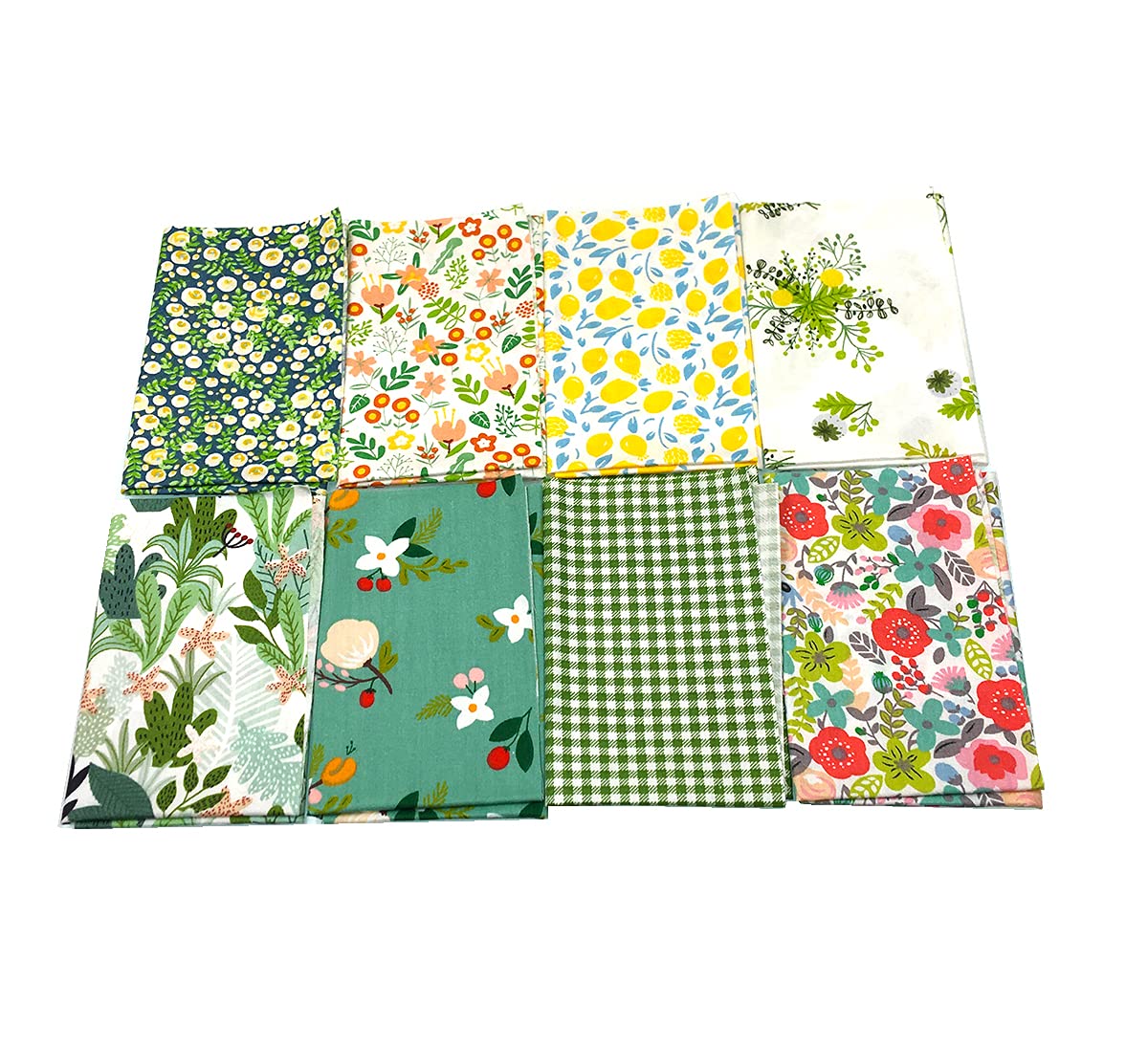 8PCS 25cmX25cm Fat Quarters Green Color Cotton Patchwork Fabric Bundle Squares Quilting Scrapbooking Sewing Art Craft