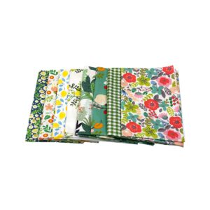 8PCS 25cmX25cm Fat Quarters Green Color Cotton Patchwork Fabric Bundle Squares Quilting Scrapbooking Sewing Art Craft