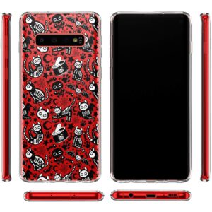 TPU Phone Case Compatible with Samsung A72 A71 5G A70 A51 A50 A32 A21 A11 A12 A13 A14 A01 Flexible Paws Spooky Cats Soft Silicone Bones Skeletons Durable Black Cute Shockproof Protective