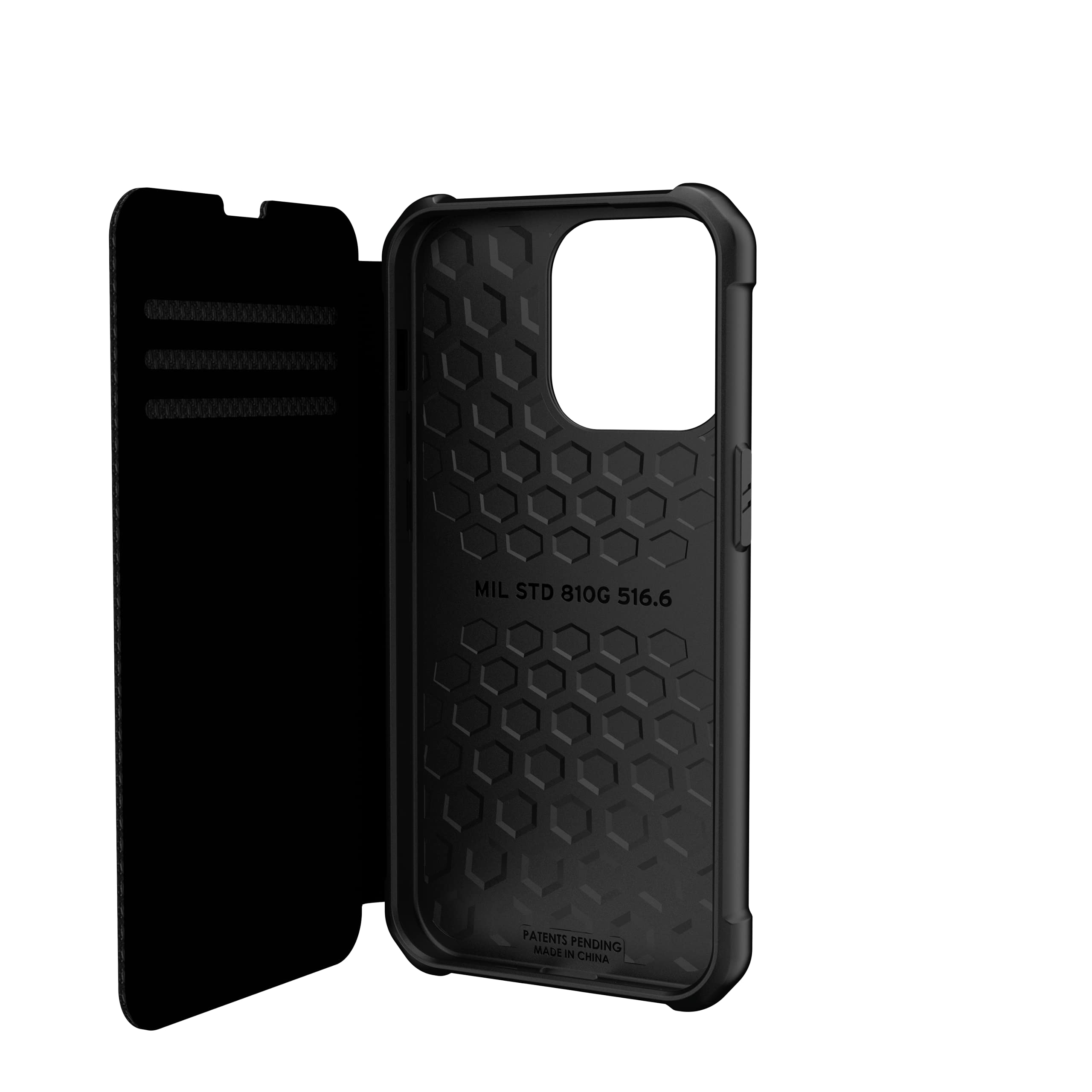 URBAN ARMOR GEAR UAG Designed for iPhone 13 Pro Case Kevlar Black Flip Folio Cover with Card Slots and Viewing Stand Feather-Light Rugged Metropolis Protective Cover, [6.1 inch Screen]