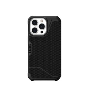 URBAN ARMOR GEAR UAG Designed for iPhone 13 Pro Case Kevlar Black Flip Folio Cover with Card Slots and Viewing Stand Feather-Light Rugged Metropolis Protective Cover, [6.1 inch Screen]