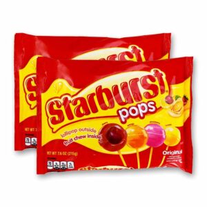 spangler candy starburst filled lollipops 7.6 oz bag - 2 pack, pink, yellow, orange, red, 7.6 ounce (pack of 2)