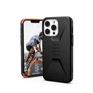 urban armor gear uag designed for iphone 13 pro case black sleek ultra-thin shock-absorbent civilian protective cover, [6.1 inch screen]