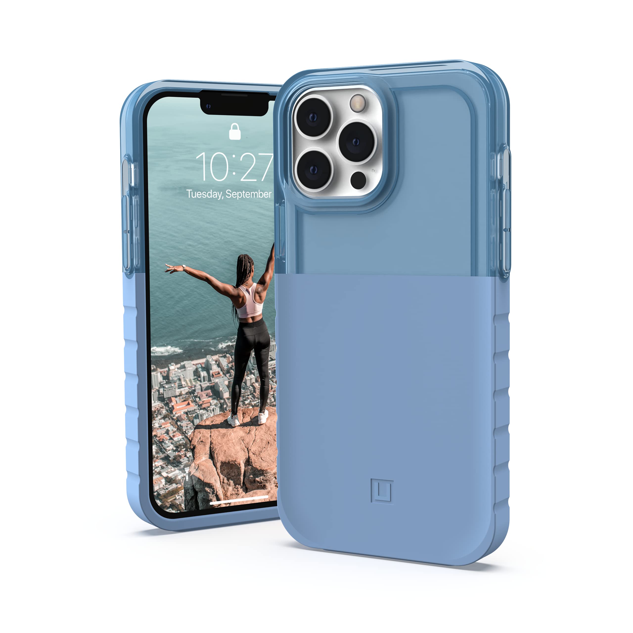 URBAN ARMOR GEAR [U by UAG Designed for iPhone 13 Pro Max Case Blue Cerulean Dip Slim Lightweight Stylish Translucent Shock Absorbing Antimicrobial Modern Protective Phone Cover, [6.7 inch Screen]