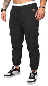 outson mens fashion joggers sports pants casual cotton cargo pants gym sweatpants trousers mens long pant black