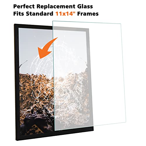 Egofine 11x14 Heat-Strengthened Glass Replacement for Picture Frame (Crystal Clear, 2 Pack), Replacement Glass for 11 by 14 Photo Frame, Semi-Tempered Glass Cover Sheet