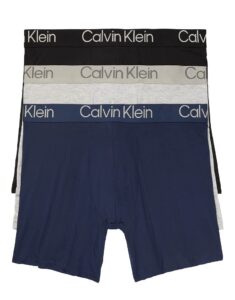 calvin klein men's ultra soft modern modal boxer brief, black, blue shadow, grey heather, m