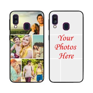 custom phone case for samsung galaxy a40, multi-photo case anti-scratch tpu case thin case soft protective case personalized customized case anniversary xmas birthday present, black