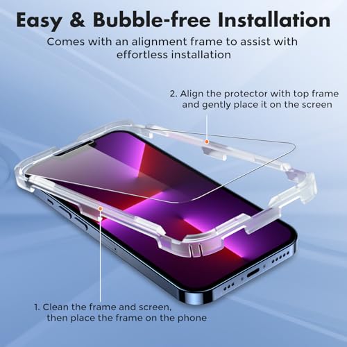 UNBREAKcable Screen Protector for iPhone 13 Pro Max/14 Plus [2-Pack] [Double Defence] [99.99% Clear] [Easy Installation] [9H Hardness] [Bubble Free] Tempered Glass for Apple iPhone 13 Pro Max - 6.7''