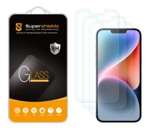 supershieldz (3 pack) designed for iphone 14 plus and iphone 13 pro max (6.7 inch) tempered glass screen protector, anti scratch, bubble free