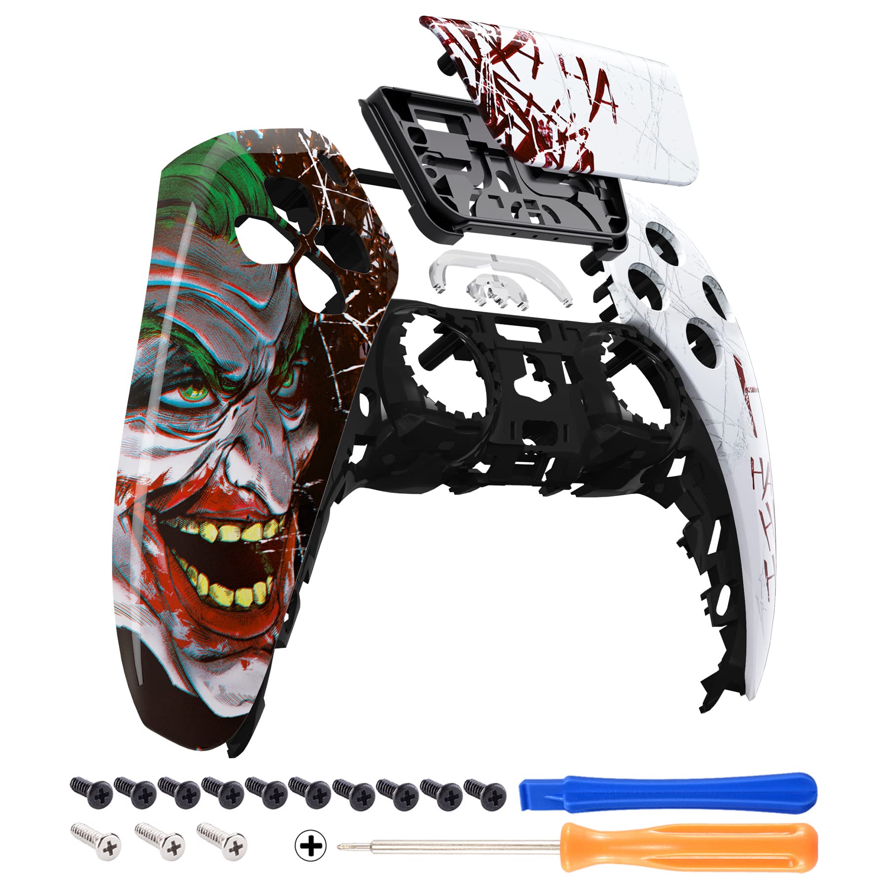 eXtremeRate Clown HAHAHA Touchpad Front Housing Shell Compatible with ps5 Controller BDM-010 BDM-020 BDM-030 BDM-040, DIY Replacement Shell Custom Touch Pad Cover Compatible with ps5 Controller