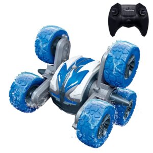 threeking waterproof rc stunt cars remote control car double sided driving 360 degree flips rotating car toy gifts presents for boys/girls ages 6+