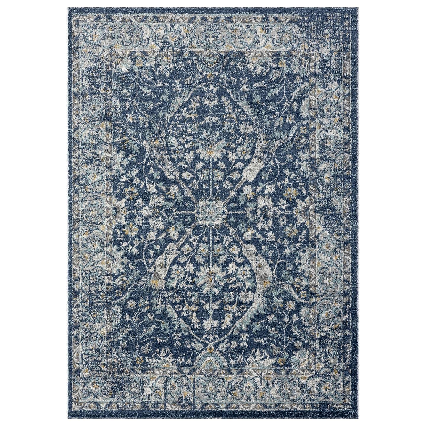 LUXE WEAVERS Euston Collection 8060 Blue 8x10 Modern Oriental Area Rug