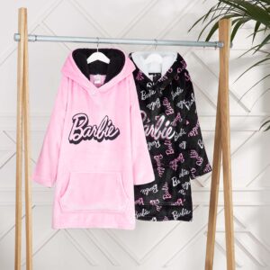 Barbie Girls Oversized Blanket Hoodie, Sherpa Fleece Hooded Snuggle Blanket (Black)