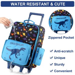 VASCHY Kids Luggage for Boys, Cute Rolling Travel Carry on Suitcase for Toddlers/Children with Wheels 18inch Dinosaur