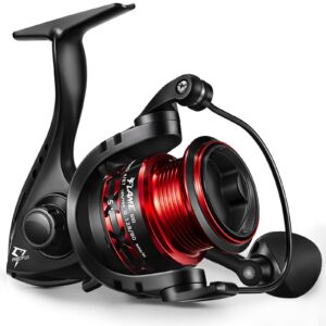 piscifun flame spinning reels, lightweight 9+1bb ultra smooth spinning fishing reels, carbon fiber 19.8lbs max drag, 500, red