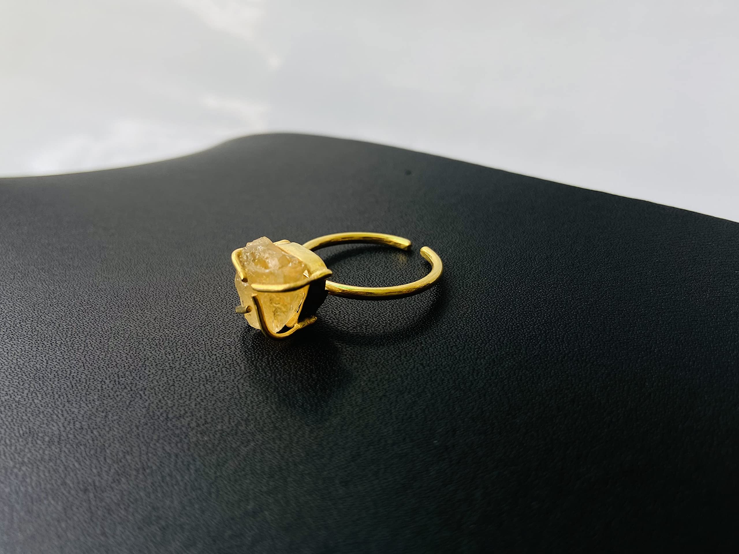 ALPHA Raw Citrine Adjustable Ring For Unisex Uncut Gemstone Prong Jewelry November Birthstone Gift For Him And Her