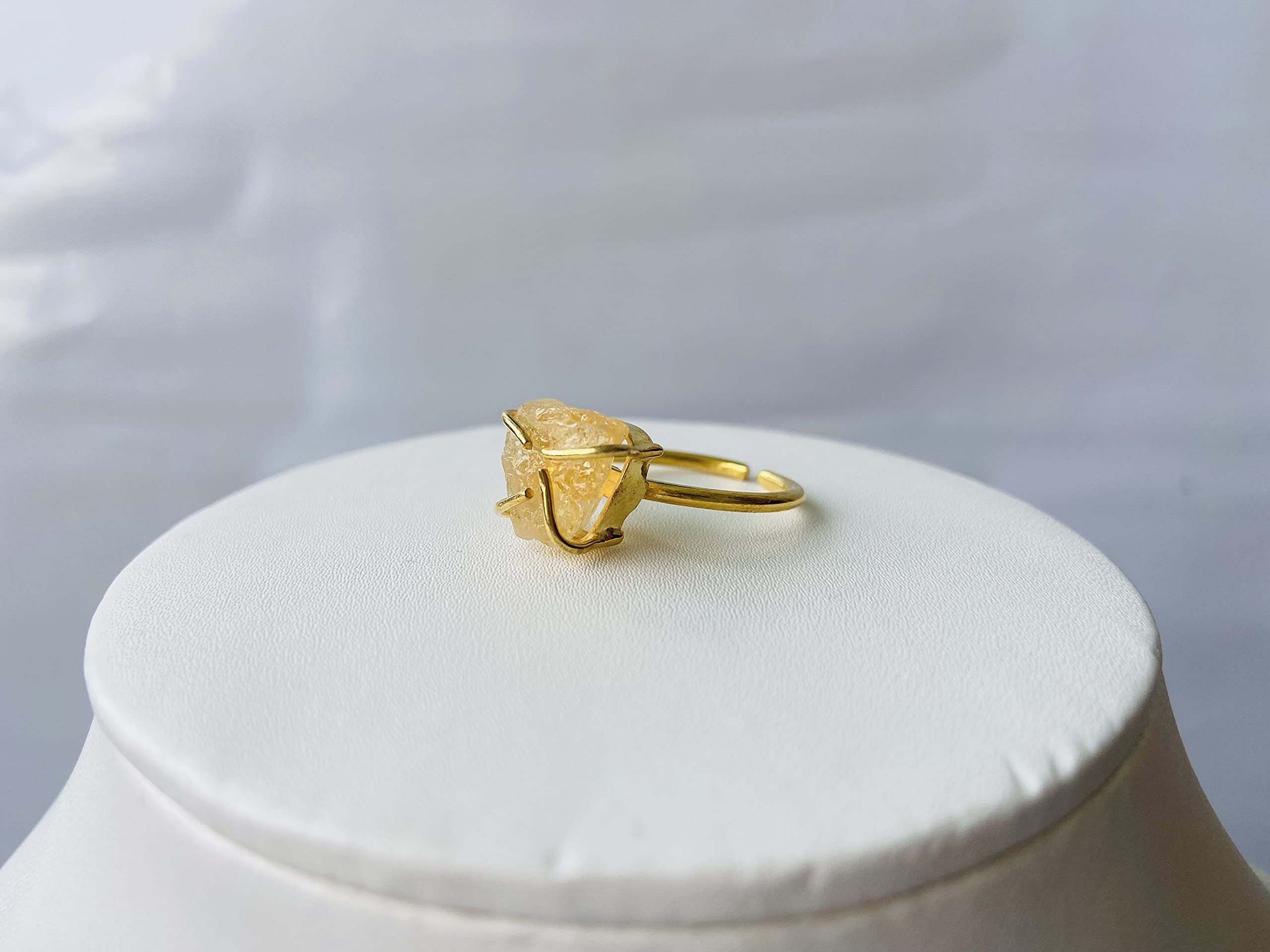 ALPHA Raw Citrine Adjustable Ring For Unisex Uncut Gemstone Prong Jewelry November Birthstone Gift For Him And Her