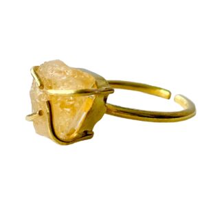 ALPHA Raw Citrine Adjustable Ring For Unisex Uncut Gemstone Prong Jewelry November Birthstone Gift For Him And Her