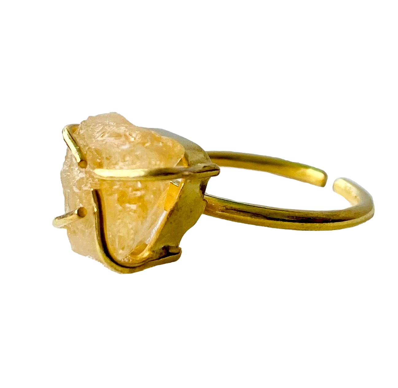 ALPHA Raw Citrine Adjustable Ring For Unisex Uncut Gemstone Prong Jewelry November Birthstone Gift For Him And Her