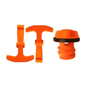 manwu cooler drain plugs lid t latch straps handles replacement for rtic yeti coolers leak-proof accessories parts (2 pack orange straps + 1 pack drain plug)