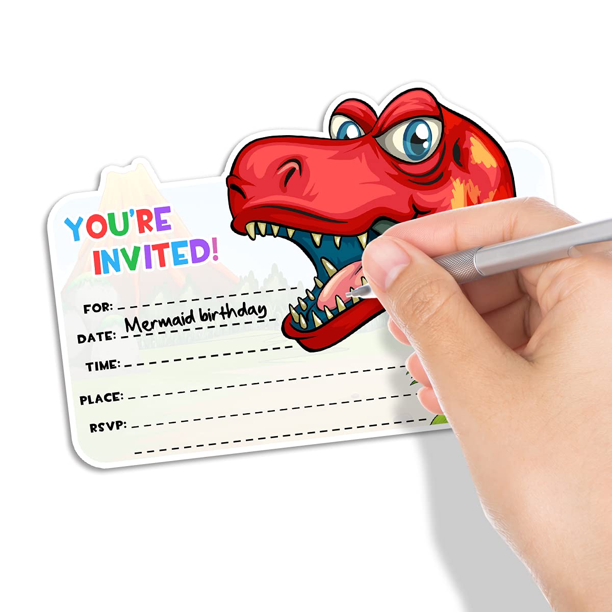 Dinosaur Birthday Party Invitations for Boys, Girls, Kids, 30 Invite Cards with Envelopes, Dinosaur Birthday Party Supplies