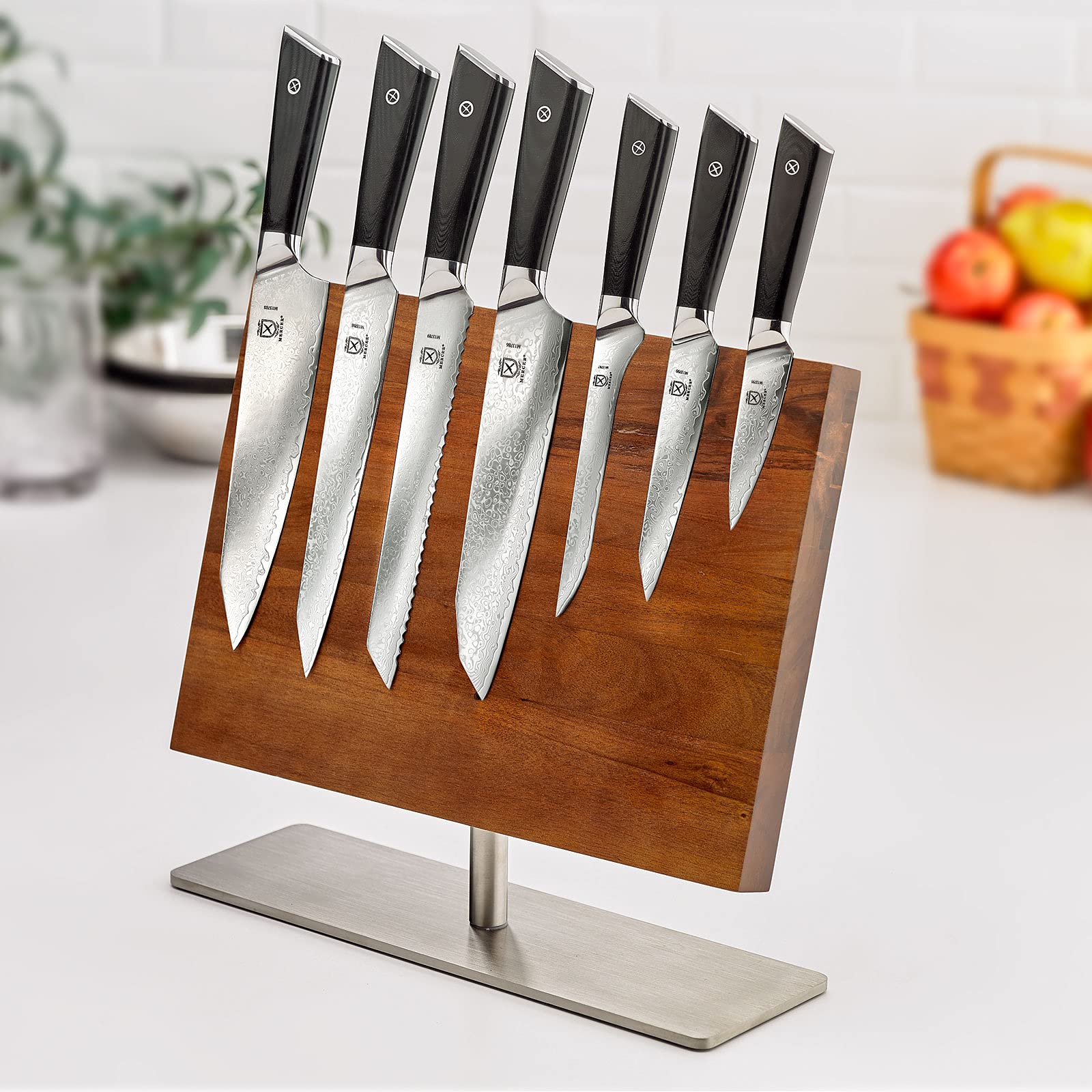 Mercer Culinary Premium Grade Super Steel 8-Piece Knife Set with Magnetic Stand, G10 Handles