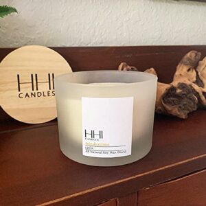 HHI Citrus Candle | A Blend of Lemon, Orange, Lime and Eucalyptus | Sicilian Citrus | All Natural Soy Candle | Large 12 Ounce Three Wick Candle | Long burn time | includes Bamboo Lid and Gift Box