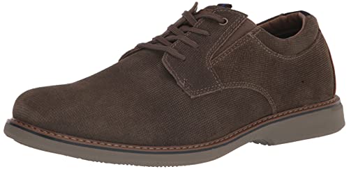 Nunn Bush Men's Otto Plain Toe Oxford Leather Lace Up with Lightweight Sole, Mocha, 11 Wide