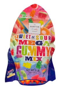 thc the hampton candy company, sweet & sour mega gummy mix, resealable bag, assorted, 3 lb, 48 oz