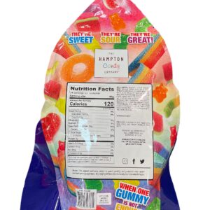 THC The Hampton Candy Company, Sweet & Sour Mega Gummy Mix, Resealable Bag, Assorted, 3 lb, 48 Oz