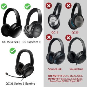 SOULWIT Ear Pads Cushions + Headband + Silicone Earpads Cover Protector, Replacement Kit for Bose QuietComfort 35 QC35, QC35 ii Over-Ear Headphones - Black