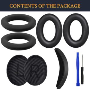 SOULWIT Ear Pads Cushions + Headband + Silicone Earpads Cover Protector, Replacement Kit for Bose QuietComfort 35 QC35, QC35 ii Over-Ear Headphones - Black