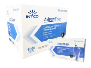 advancare disposable nitrile exam gloves anbm10016, powder free & latex free, medical grade (blue, large (10 pack))