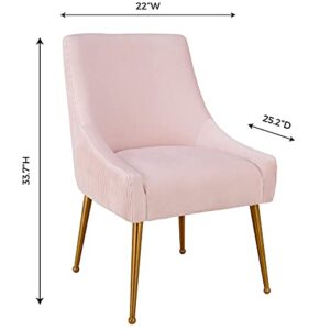 Tov Furniture Beatrix Pleated Velvet Dining Side Chair (Blush)