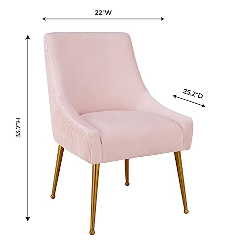 Tov Furniture Beatrix Pleated Velvet Dining Side Chair (Blush)