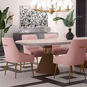 tov furniture beatrix pleated velvet dining side chair (blush)