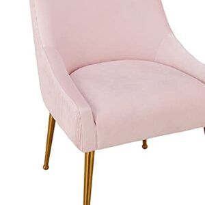 Tov Furniture Beatrix Pleated Velvet Dining Side Chair (Blush)