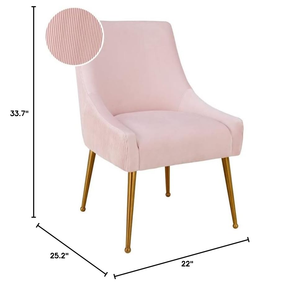 Tov Furniture Beatrix Pleated Velvet Dining Side Chair (Blush)