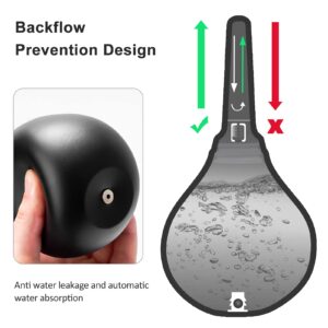 Enema Douche with Back-Flow Prevention for Colon Cleansing Detox and Constipation, Soft Silicone Reusable Anal Douche Vaginal Cleaner with Leakproof for Easy Cleaning, 10oz, Black