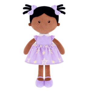 onetoo first baby doll plush rag doll sleeping cuddle buddy doll soft baby doll wear star purple dress 14"（milly series）