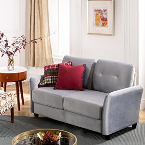 zinus ricardo velvet loveseat sofa / easy, tool-free assembly, grey velvet