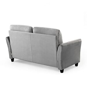 ZINUS Ricardo Velvet Loveseat Sofa / Easy, Tool-Free Assembly, Grey Velvet