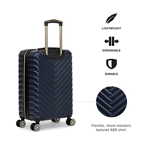 Kenneth Cole REACTION Madison Square Lightweight Hardside Chevron Expandable Spinner Luggage, Navy, 28-Inch Checked