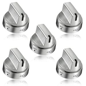 5 pack stainless steel wb03x24818 gas stove knob replacement for ge,ps11729081 ap5989029 100% stainless steel stove replacement knobs,compatible with ge stove knob（not universal）-1 years warranty