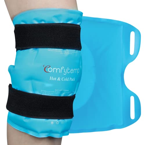 Comfytemp Knee Ice Pack Wrap, Reusable Gel Ice Pack for Knee Pain Relief, Lycra Knee Ice Pack with Hot & Cold Compress Therapy for Leg Injuries, Knee Replacement Surgery, Arthritis, FSA HSA Approved