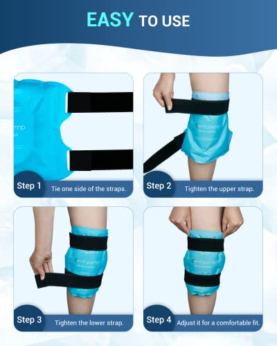 Comfytemp Knee Ice Pack Wrap, Reusable Gel Ice Pack for Knee Pain Relief, Lycra Knee Ice Pack with Hot & Cold Compress Therapy for Leg Injuries, Knee Replacement Surgery, Arthritis, FSA HSA Approved