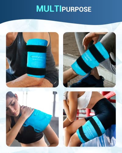 Comfytemp Knee Ice Pack Wrap, Reusable Gel Ice Pack for Knee Pain Relief, Lycra Knee Ice Pack with Hot & Cold Compress Therapy for Leg Injuries, Knee Replacement Surgery, Arthritis, FSA HSA Approved